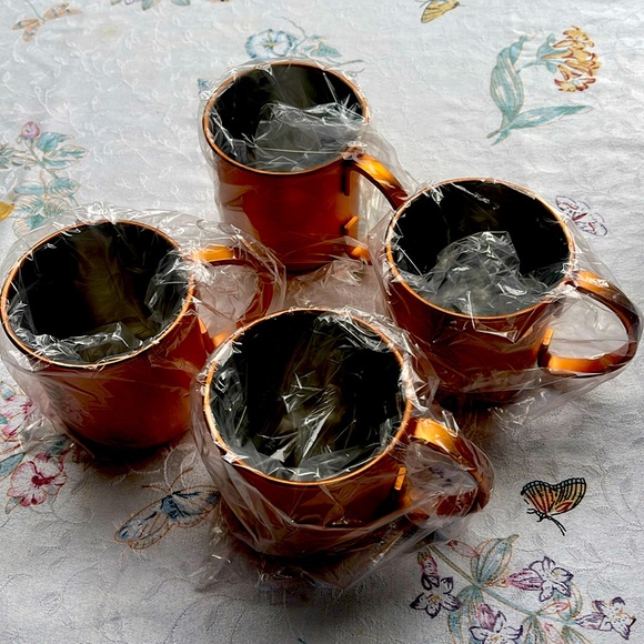 hand wash | Dining | New Copper Brass Handled Mugs Set Of 4 | Poshmark